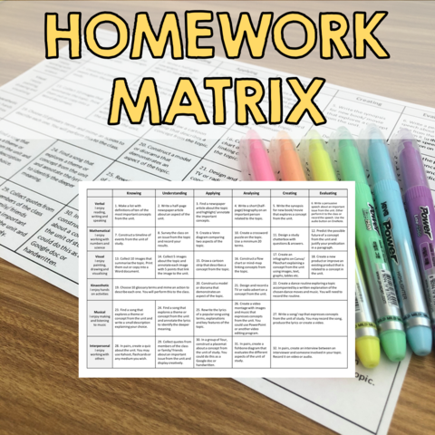 Homework Matrix – House of Humanities